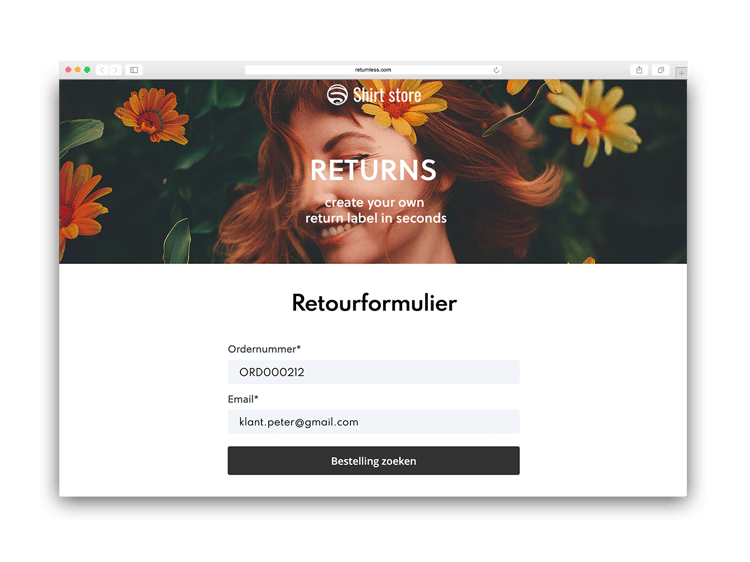 Digitaal retourformulier | Returnless